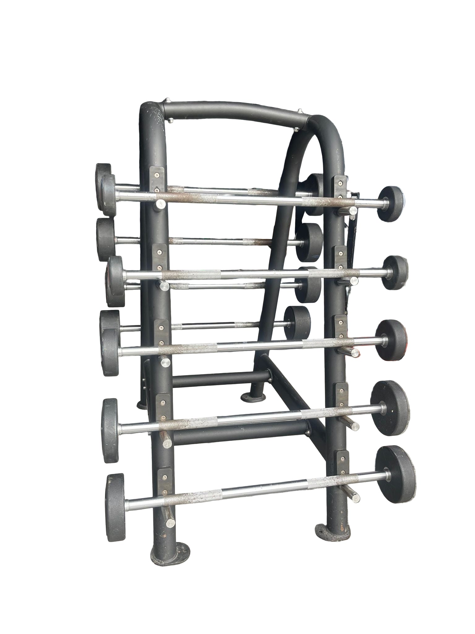 Ziva ZVO Polyurethane Fixed Weight Barbell Set 10-45kgs with Rack